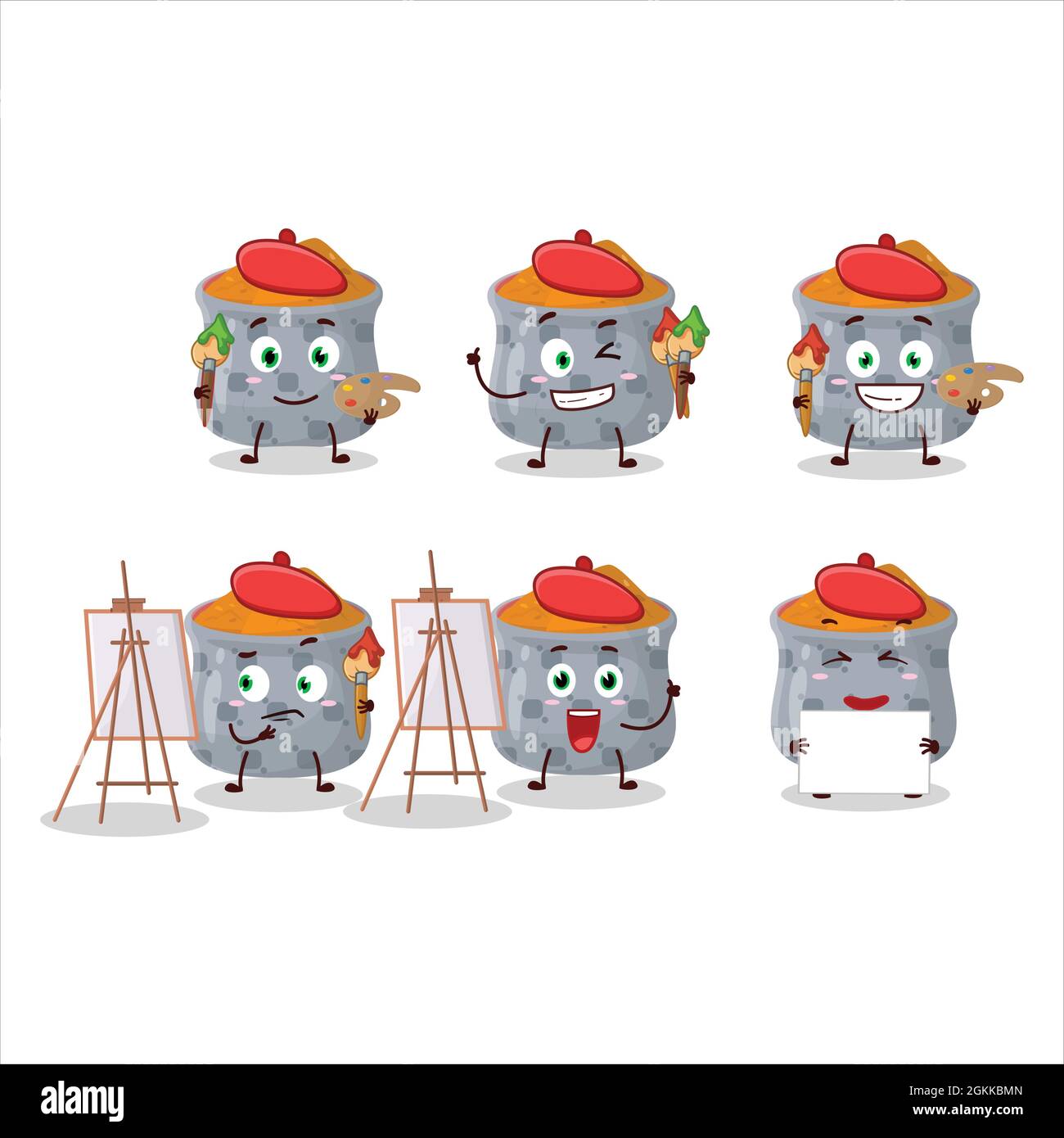 Artistic Artist of bowl of turmeric cartoon character painting with a ...