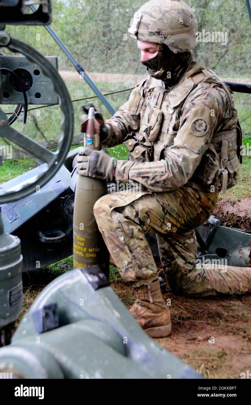Spc. Alexander Malloy, a gunner assigned to Bravo Battery, 2d Cavalry ...