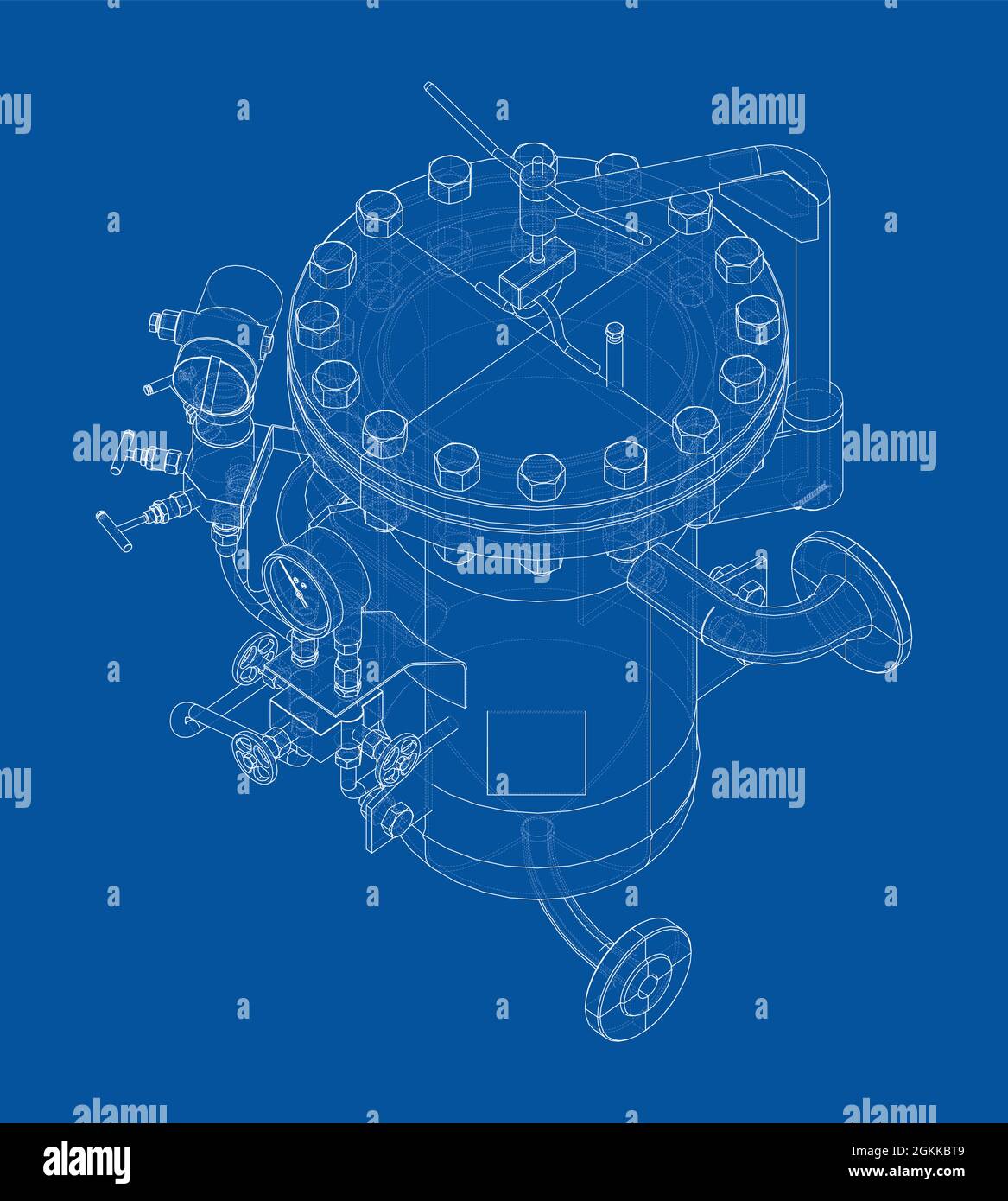 Industrial air filter with taps and pressure gauge Stock Vector Image ...