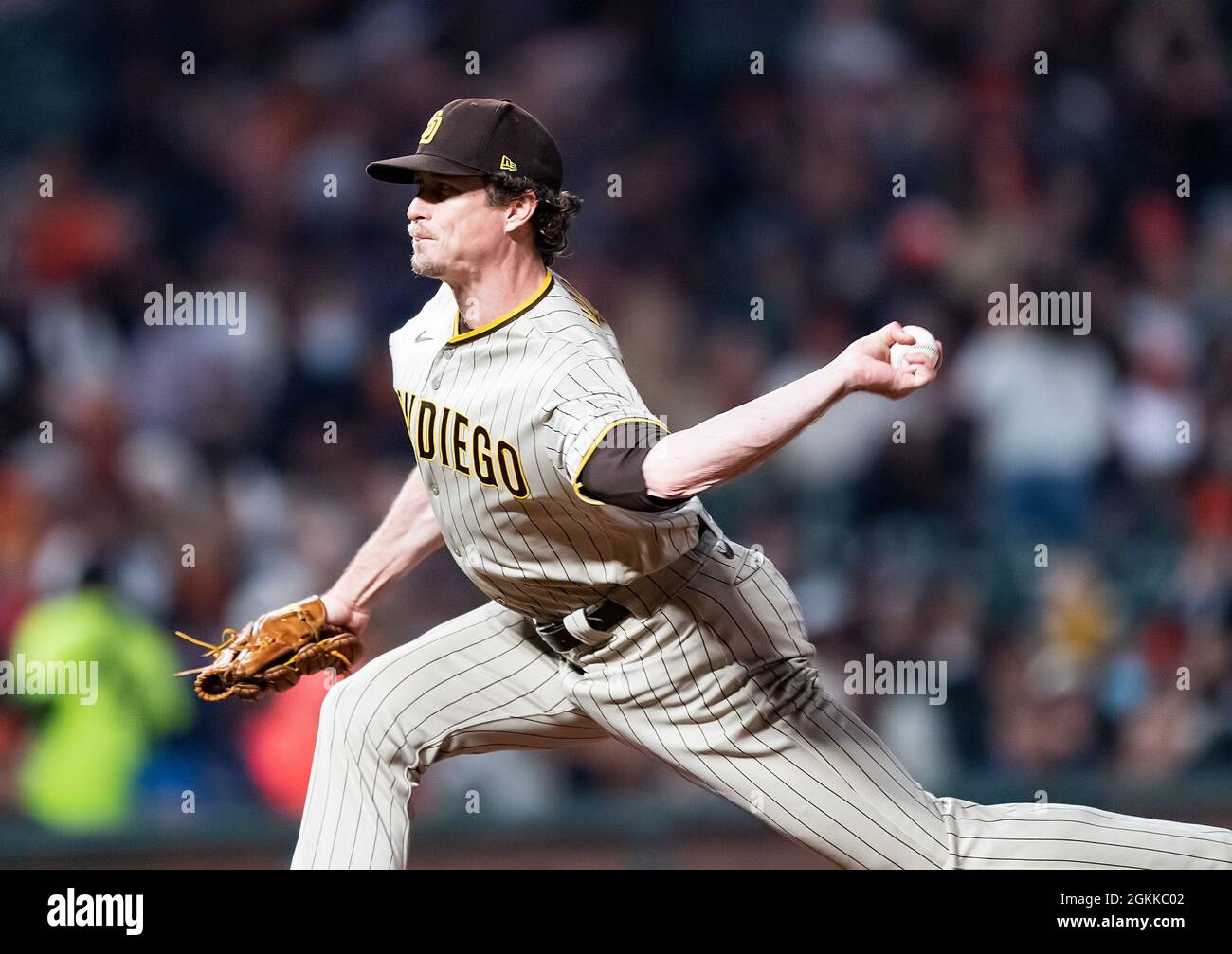September 14, 2021: San Diego Padres relief pitcher Tim Hill (25) comes ...
