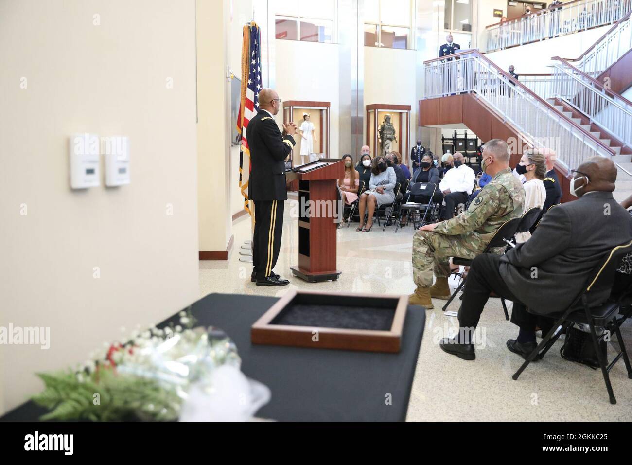 U.S. Army Reserve Lt. Gen. A.C. Roper speaks to attendees and family ...