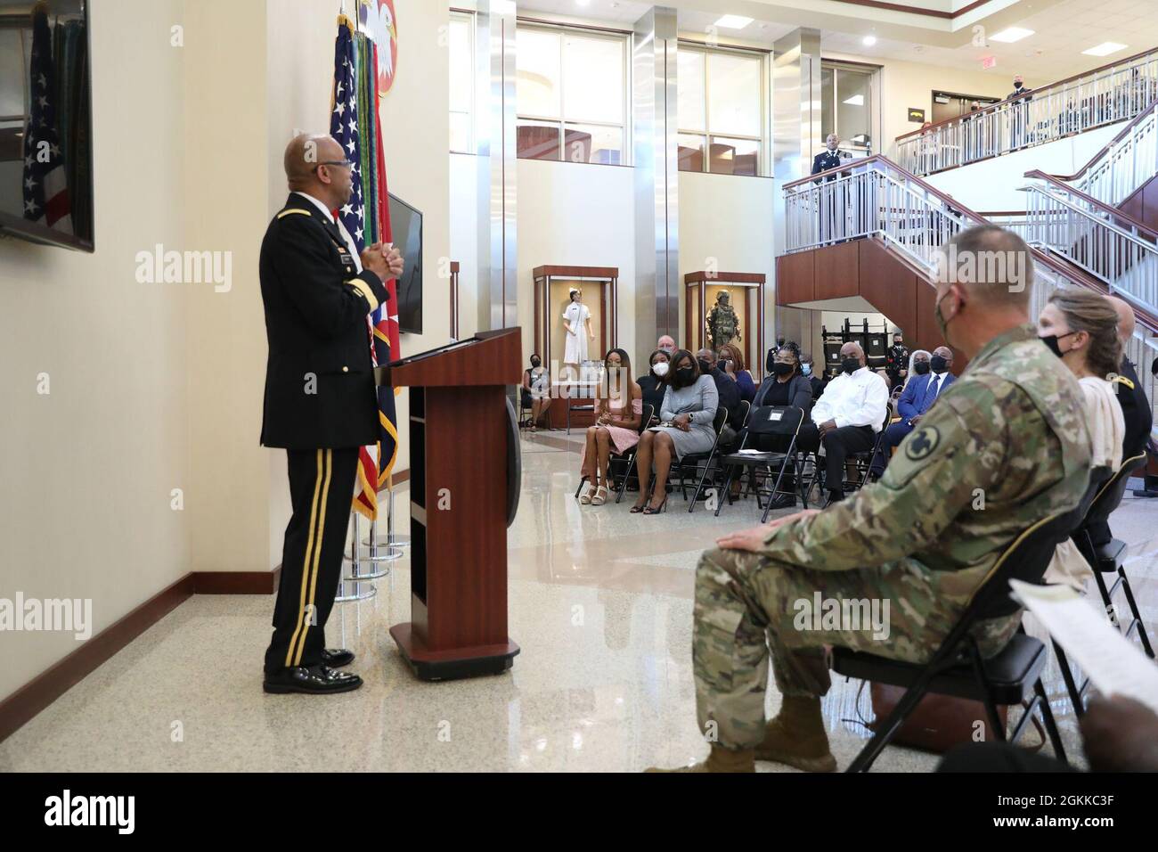 U.S. Army Reserve Lt. Gen. A.C. Roper speaks to attendees and family ...