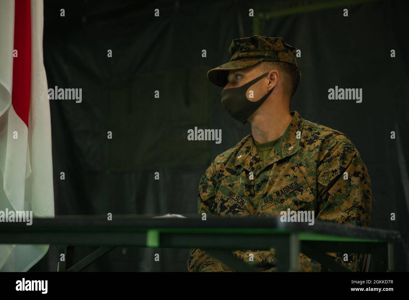 Lt. Col. Jeremy Nelson, commander of Marine Forces, awaits questions ...