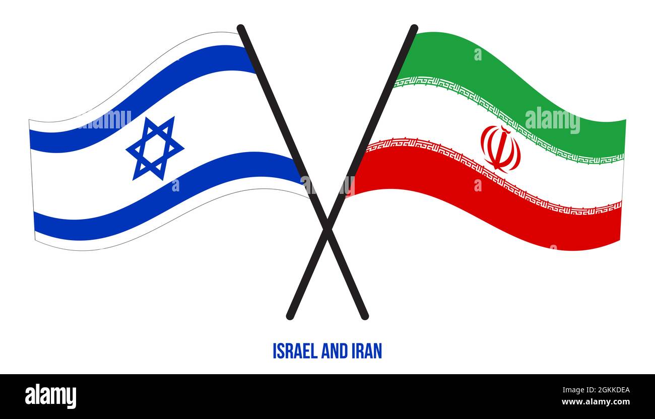 Israel and Iran Flags Crossed And Waving Flat Style. Official ...