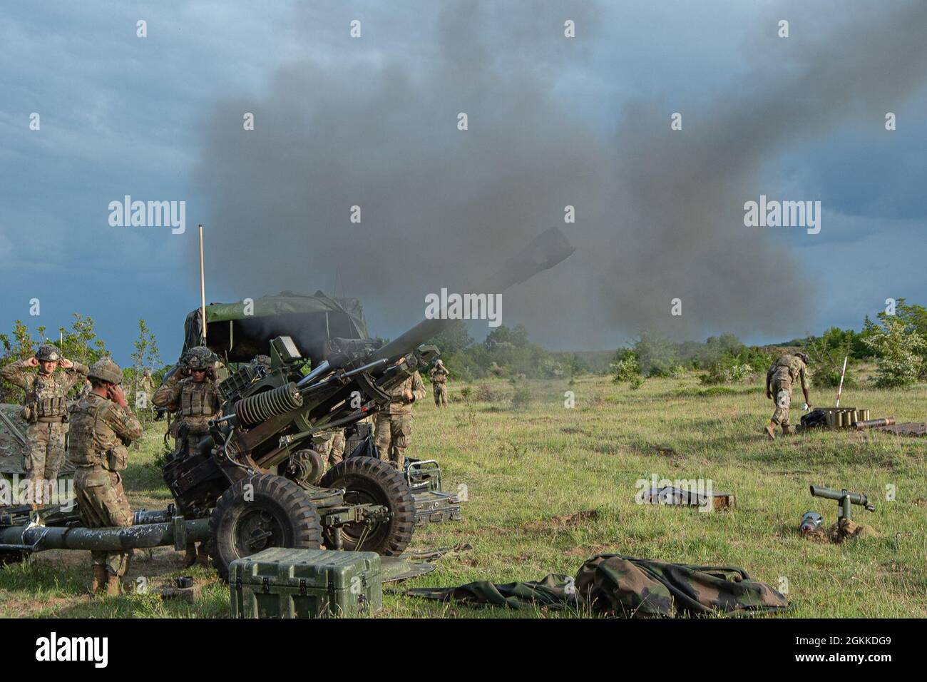 U.S. Army paratroopers assigned to the 4th Battalion, 319th Airborne Field Artillery Regiment ...