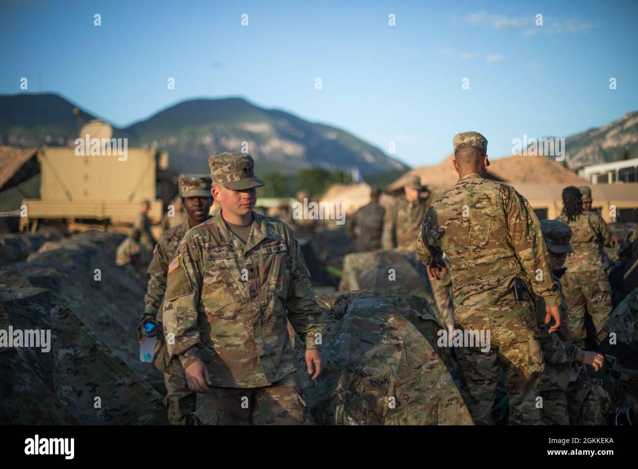 53rd Infantry Brigade Combat Team soldiers start setting up camp after ...