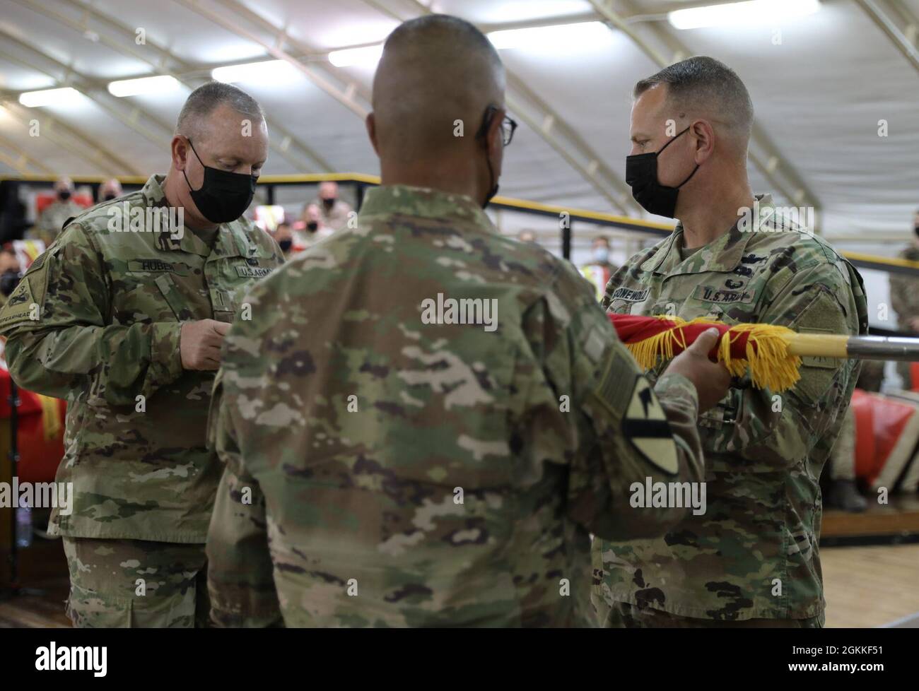 From left, Command Chief Warrant Officer 5 Rich Huber, Command Sgt. Maj ...