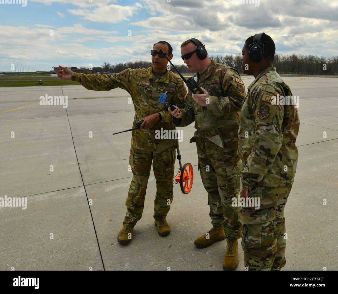 Members of the 321st Contingency Response Squadron discuss parking ...