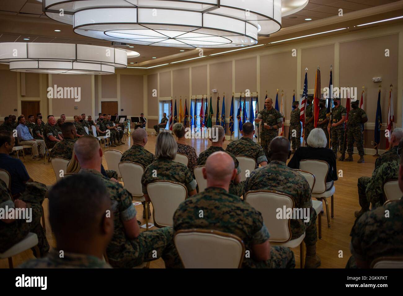 U.S. Navy Master Chief Petty Officer Christopher Rebana gives closing ...