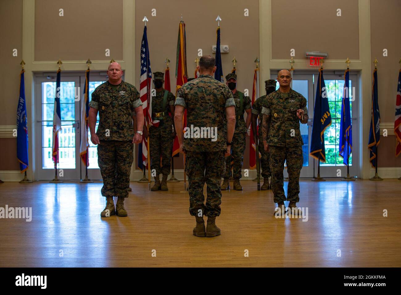 U.S. Marine Corps Maj. Gen. Frank Donovan, center, 2d Marine Division ...