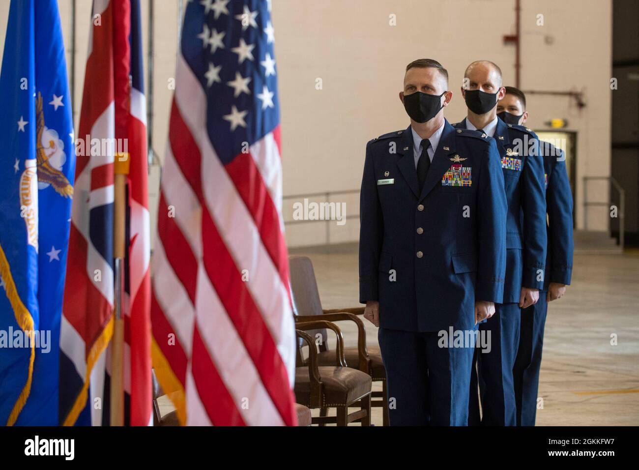 U.S. Air Force Col. Jon Hannah, left, 422d Air Base Group commander, Lt ...