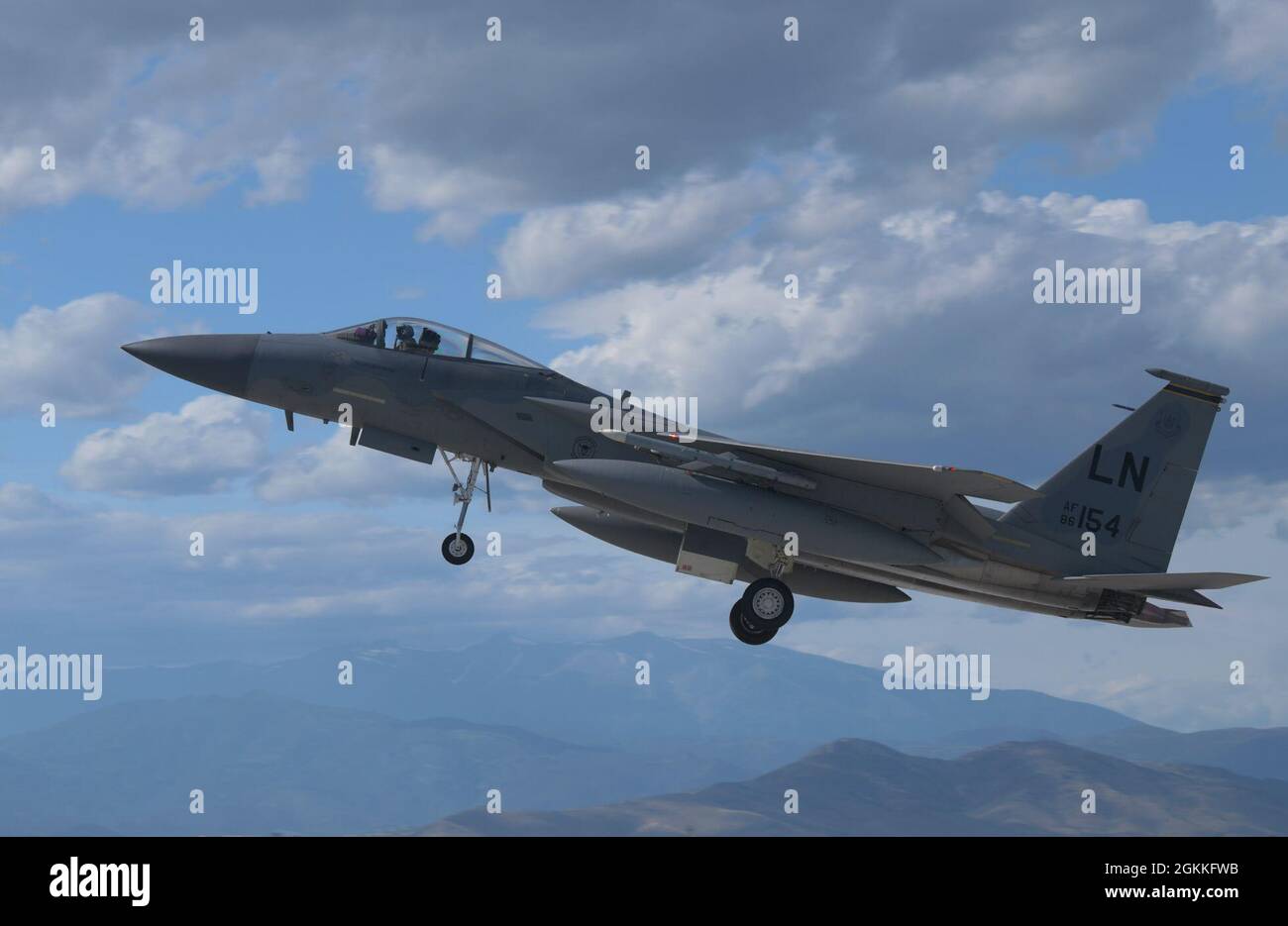 A U.S. Air Force F-15C Eagle assigned to the 493rd Fighter Squadron takes off during exercise ...