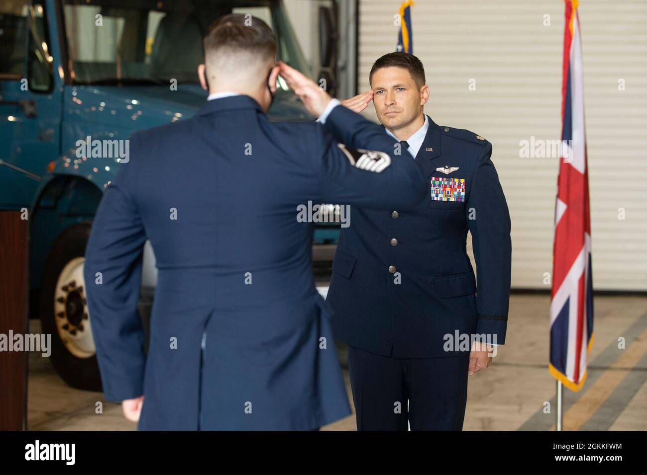 U.S. Air Force Master Sgt. Richard Trost, left, 420th Air Base Squadron ...
