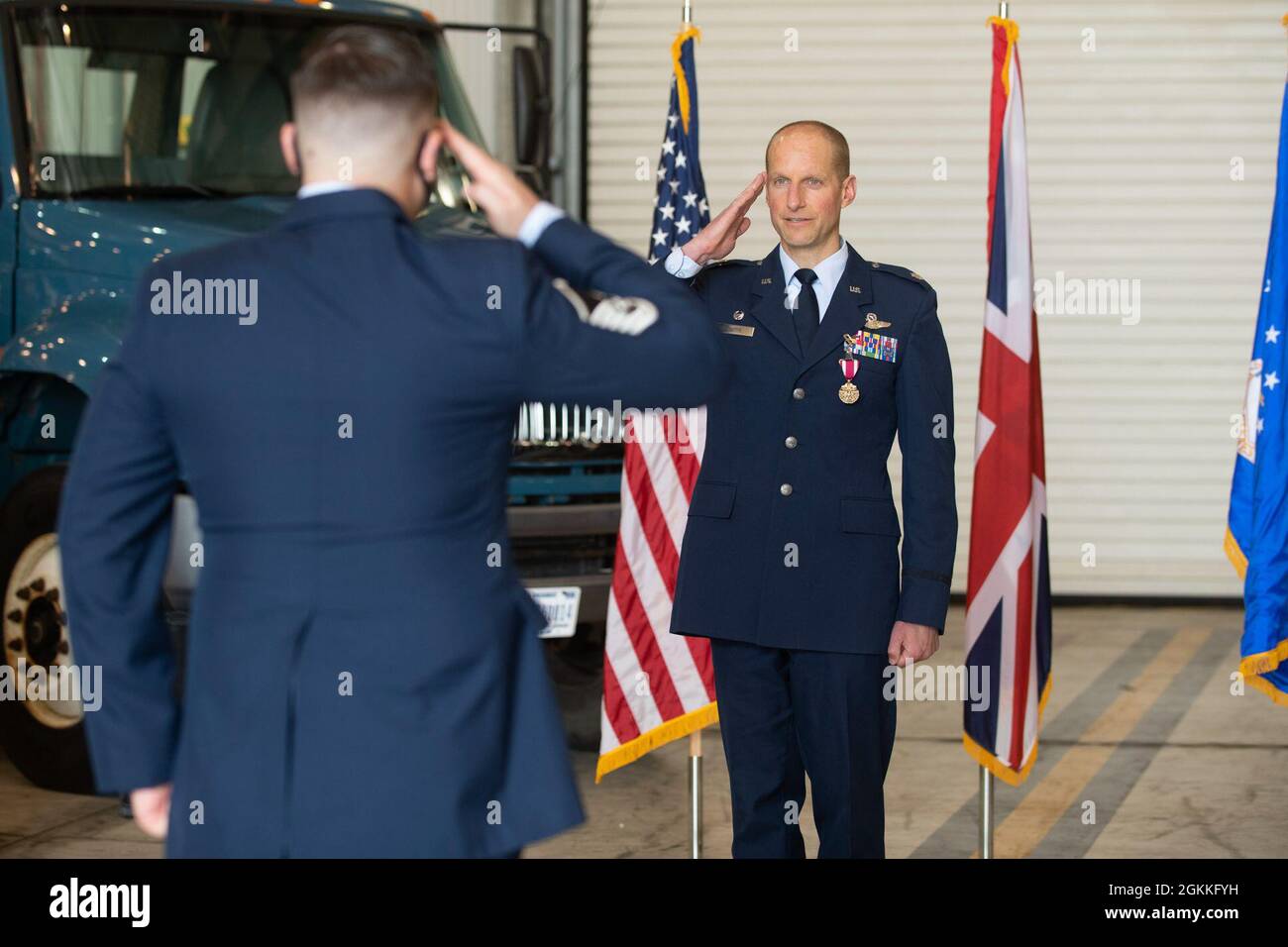 U.S. Air Force Master Sgt. Richard Trost, left, 420th Air Base Squadron ...