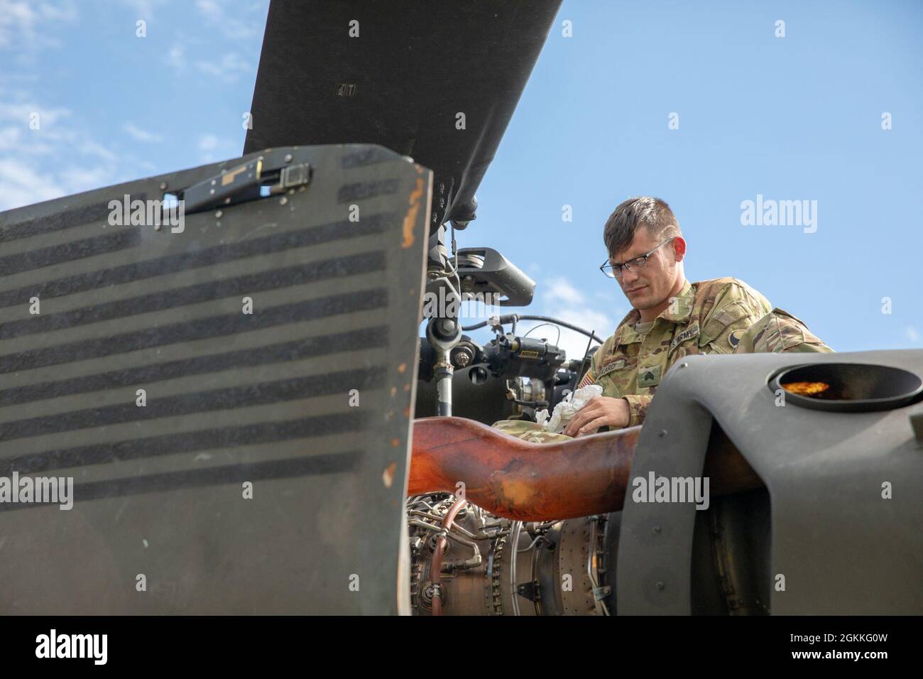 (FARKE AIRFIELD, Albania) --- Sgt. Justin Howard, a crew chief with the ...