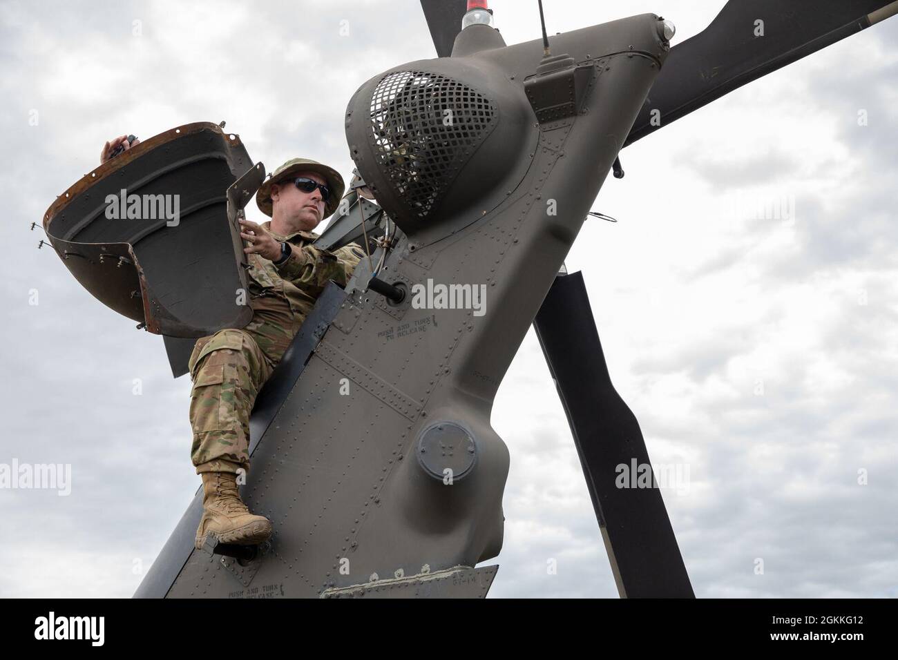 (FARKE AIRFIELD, Albania) --- Staff Sgt. Ty Warren, a crew chief with ...