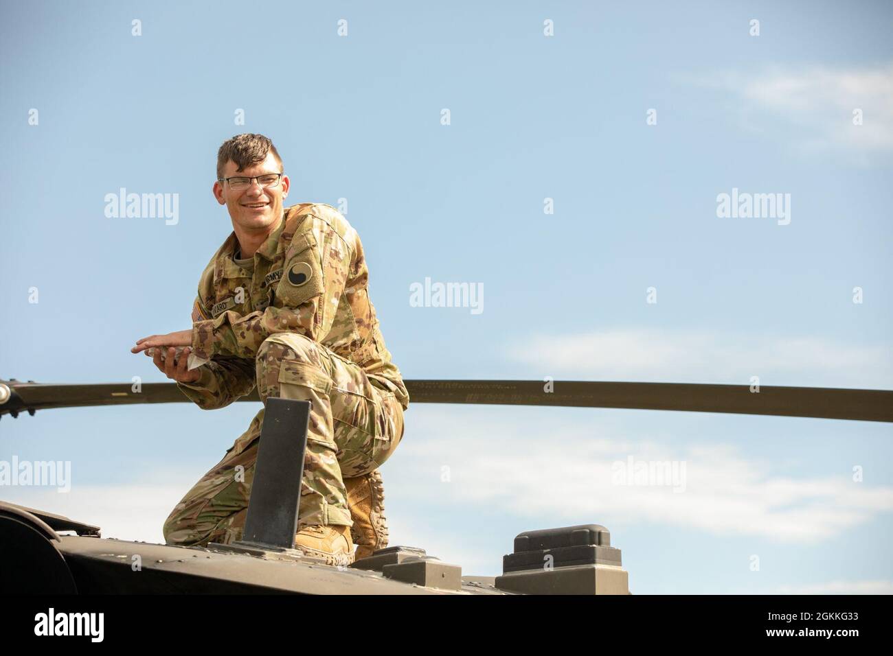 (FARKE AIRFIELD, Albania) --- Sgt. Justin Howard, a crew chief with the ...