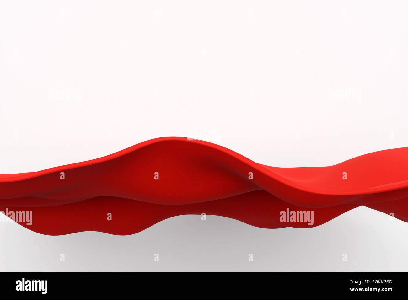 3d illustration of red glowing color lines. red cloth line on black ...