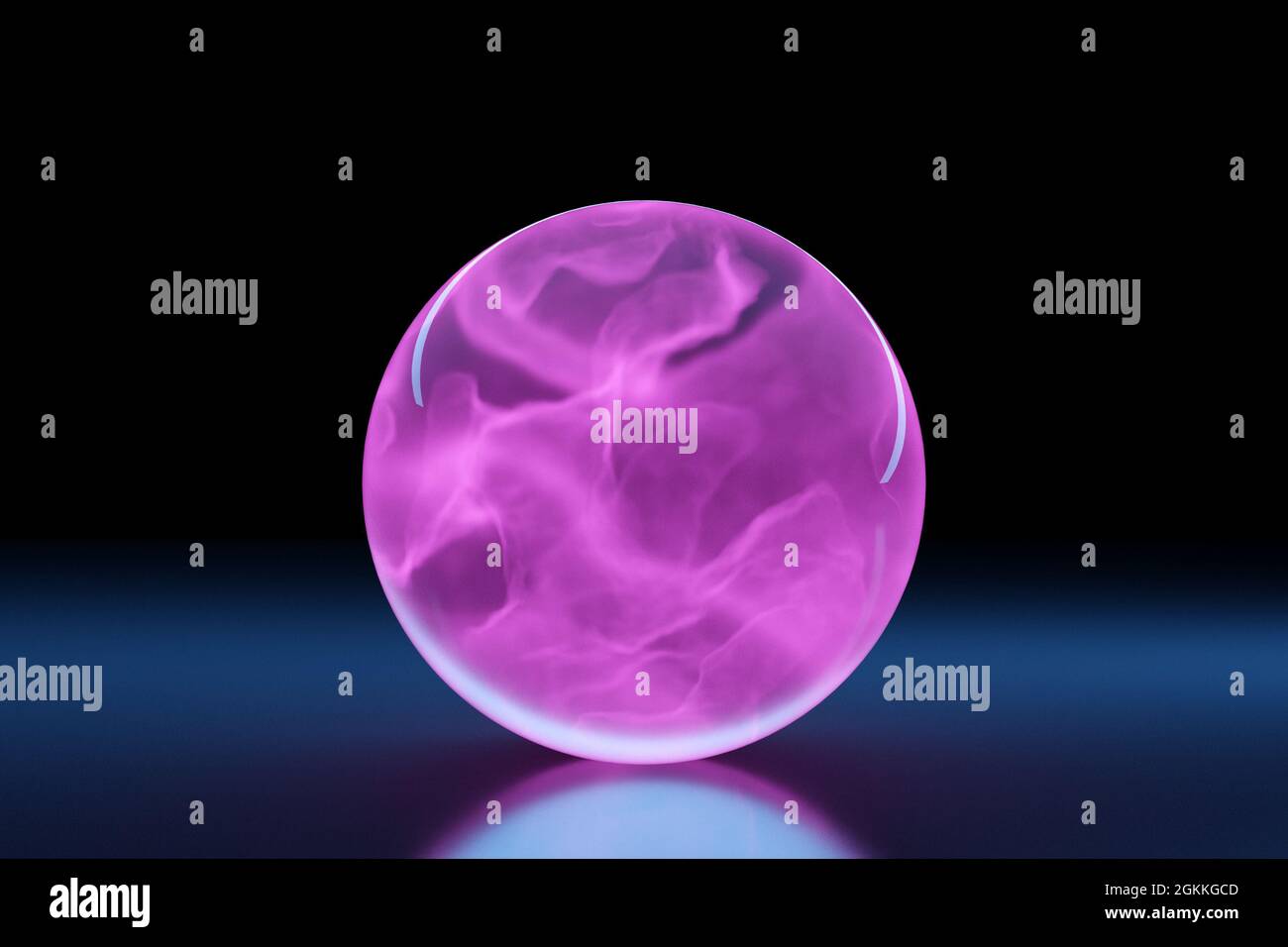 3d illustration geometric volumetric figure pink-purple ball with a ...