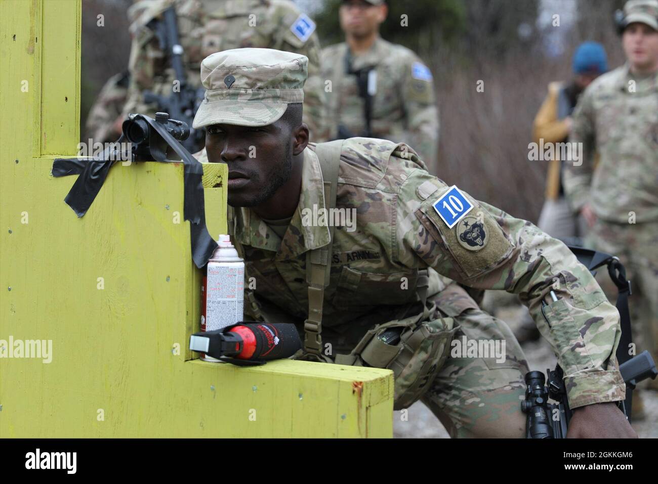 Spc. Timothee Yappi, 17th Combat Sustainment Support Battalion, looks ...