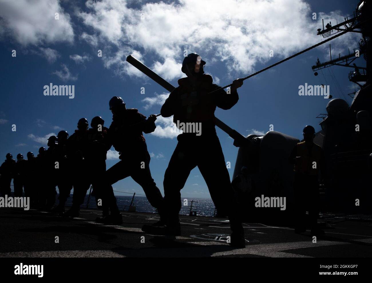 210517-N-IP743-0218 PHILIPPINE SEA (May 17, 2021) Line handlers remove ...