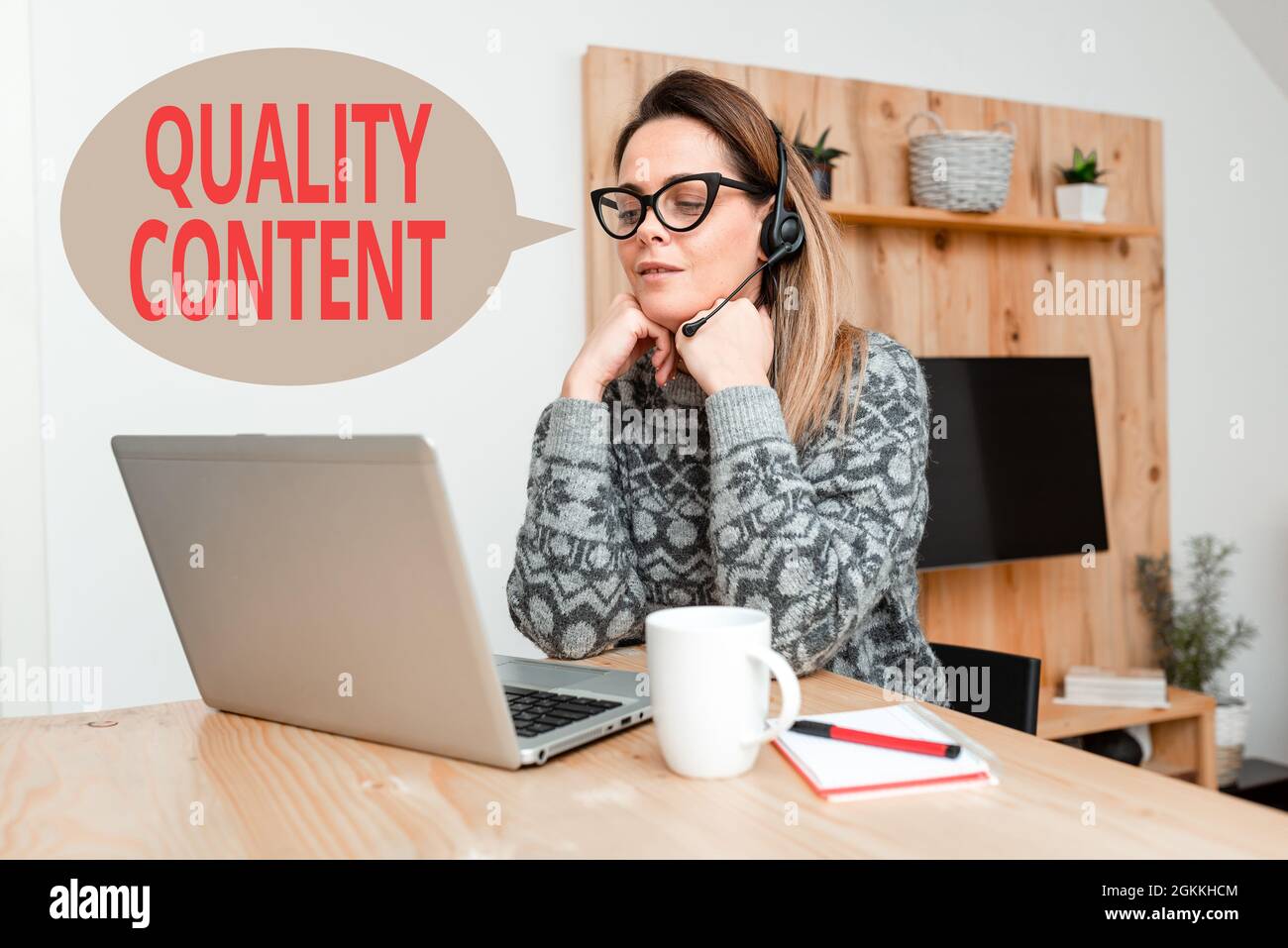Text caption presenting Quality Content. Conceptual photo content that ...