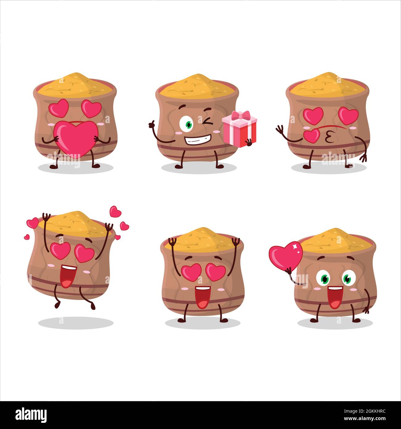 Curcuma cartoon character with love cute emoticon. Vector illustration ...