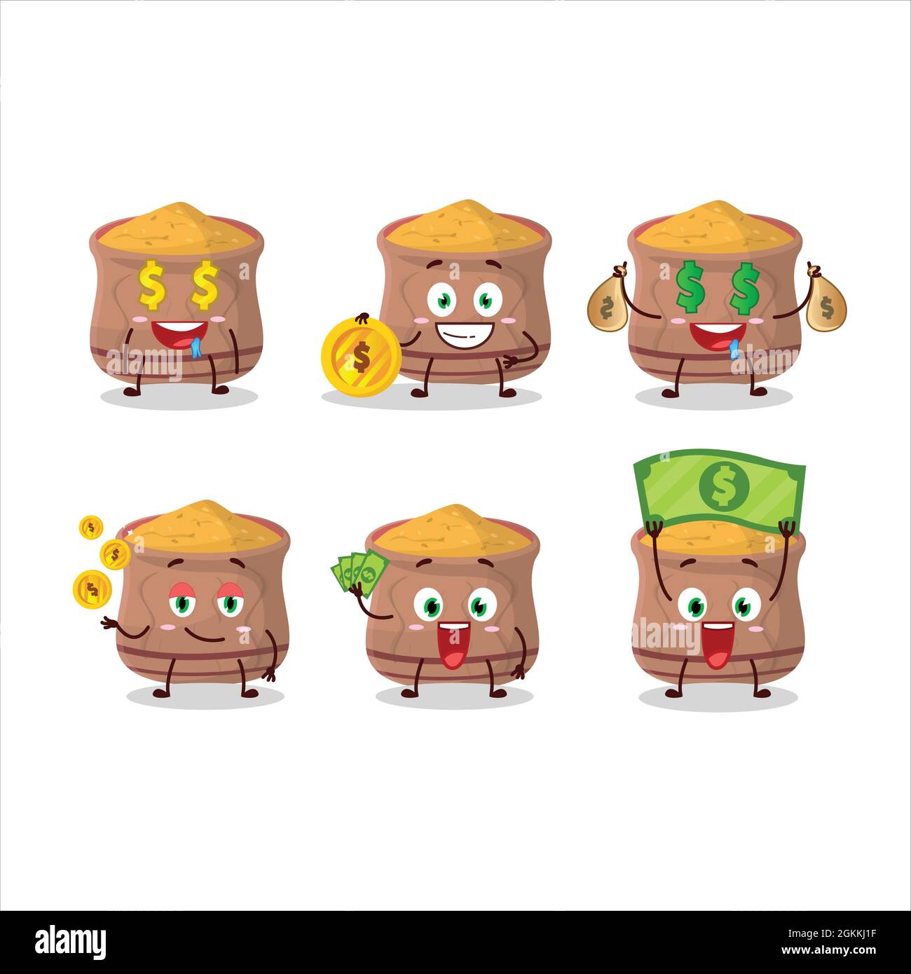 Curcuma cartoon character with cute emoticon bring money. Vector ...