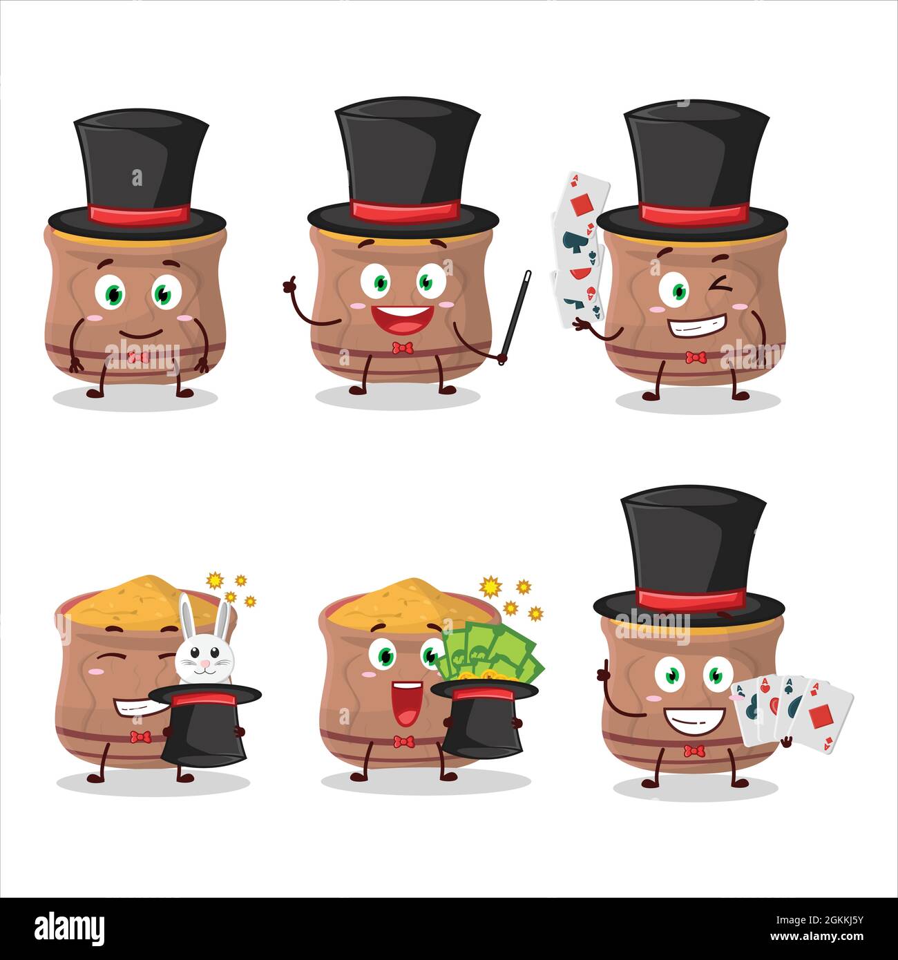 A curcuma Magician cartoon character perform on a stage. Vector ...