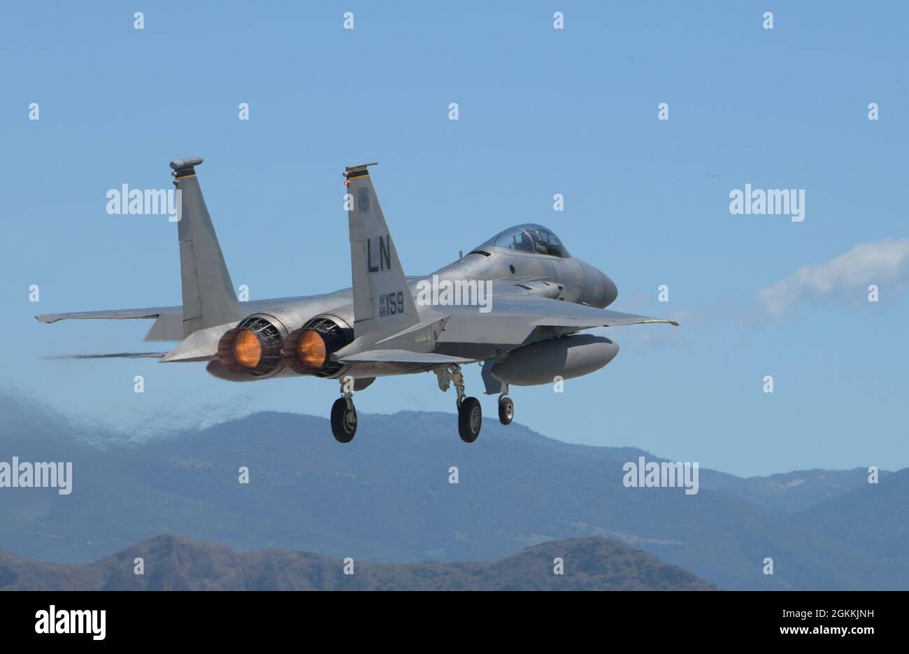A U.S. Air Force F-15C Eagle assigned to the 493rd Fighter Squadron takes off during exercise ...