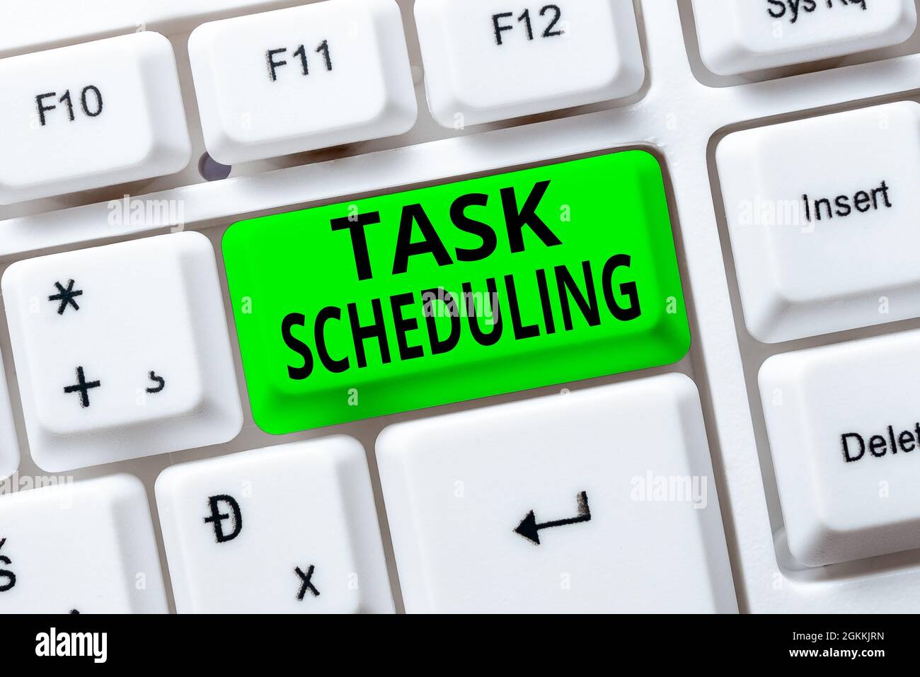 Text sign showing Task Scheduling. Internet Concept The assignment of start and end times to a ...