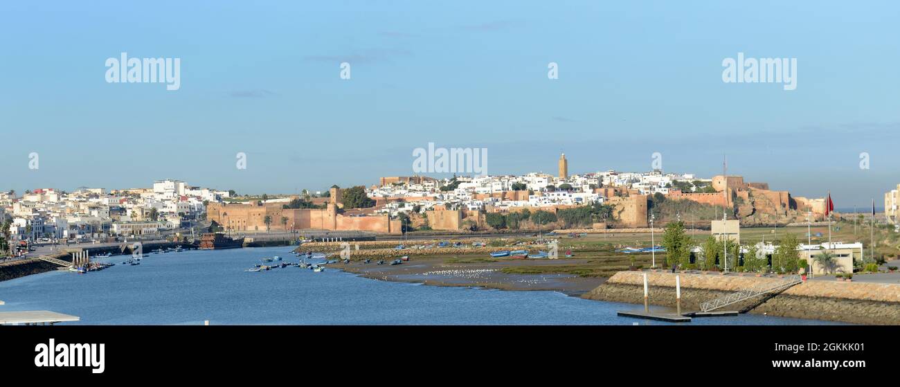 A view of the Kasbah of the Udayas and the Bou Regreg river in Rabat ...