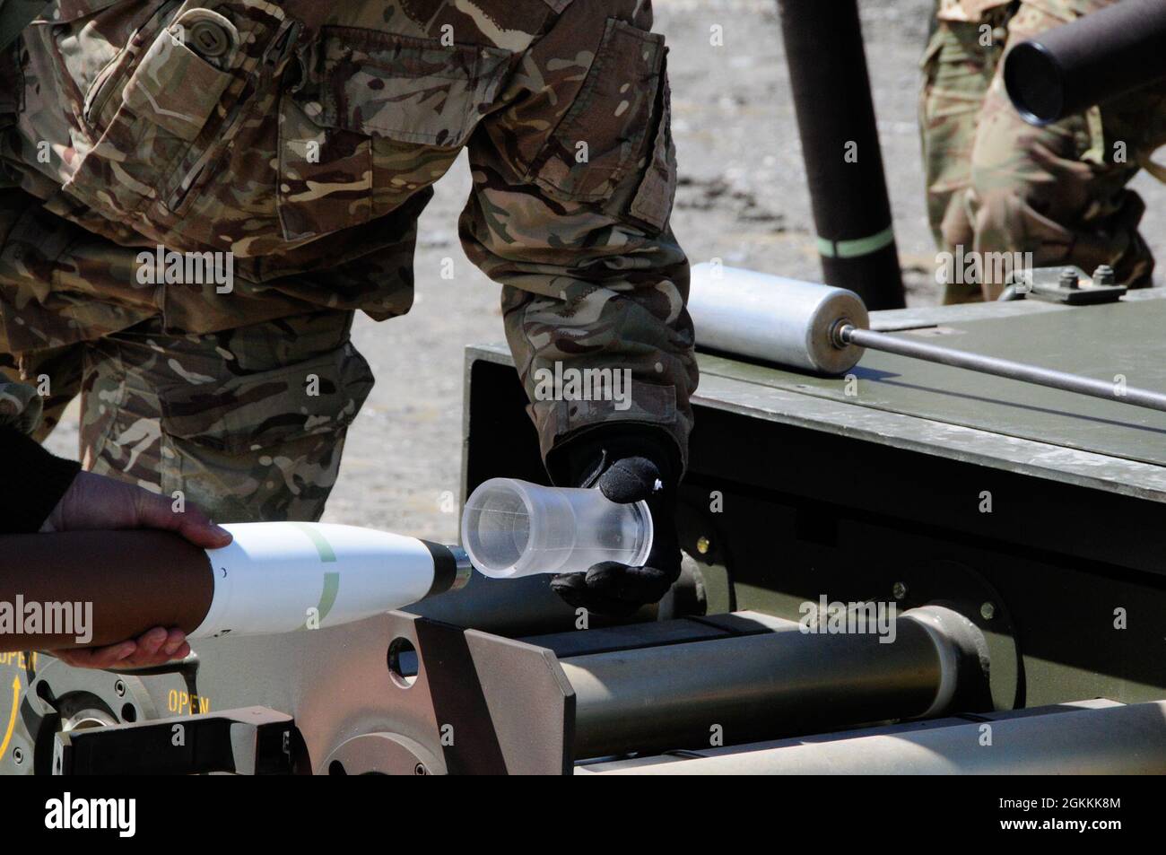 British soldiers assigned to 132 Battery, 26th Regiment Royal Artillery ...