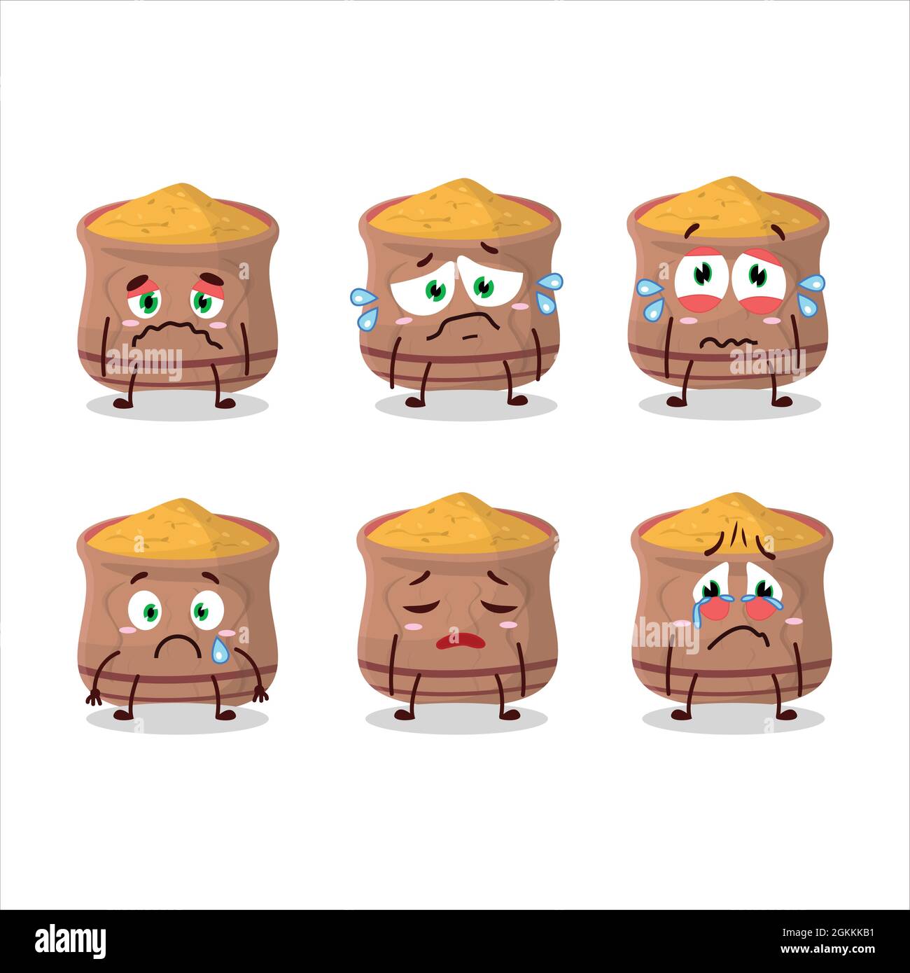 Curcuma cartoon in character with sad expression. Vector illustration ...