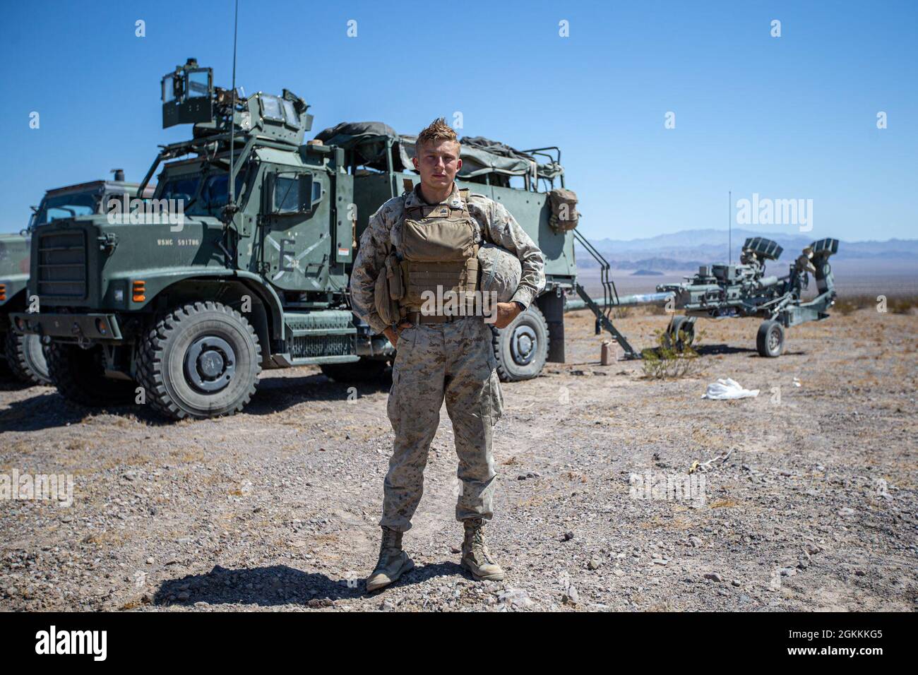U.S. Marine Corps Cpl. Allen Mitchell, field artillery cannoneer, Bravo ...