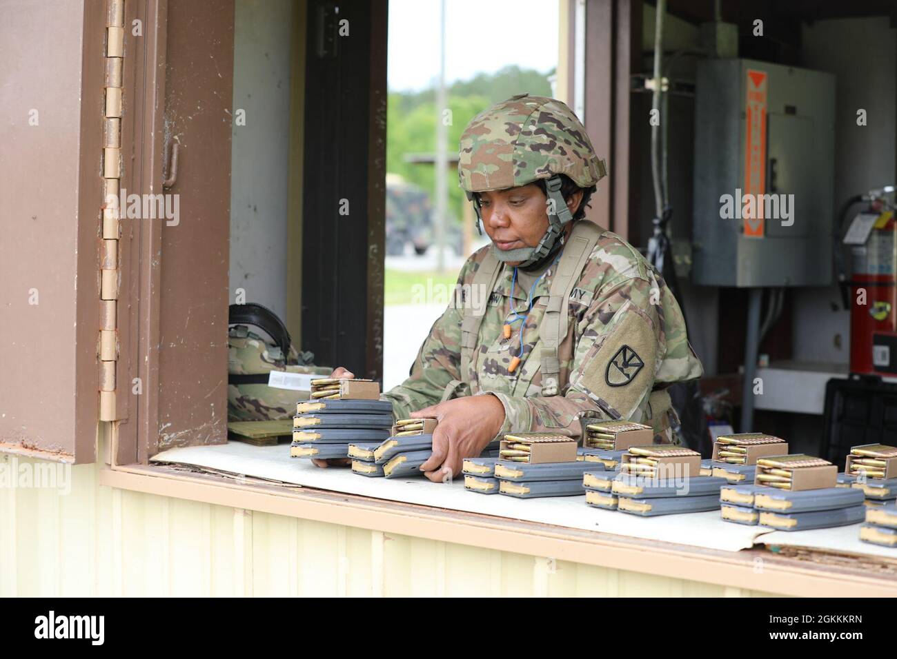 Staff Sgt. Joyce Richardson, Joint Force Headquarters, prepares to ...