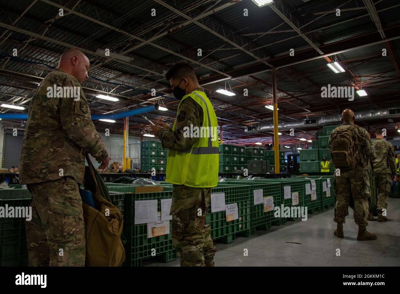 U.S. Air Force Airmen from the 6th Logistics Readiness Squadron hold a ...