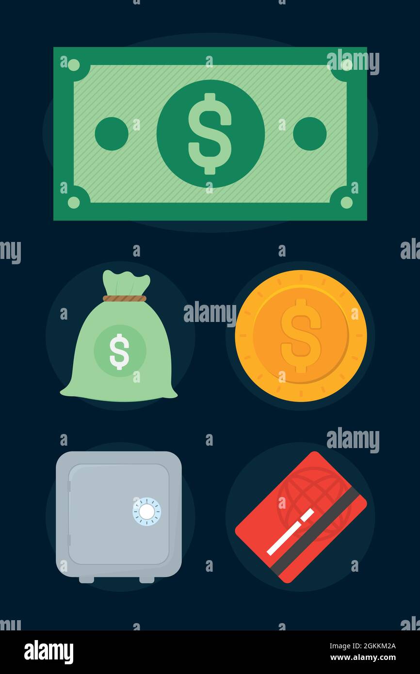 money items icon set design Stock Vector Image & Art - Alamy