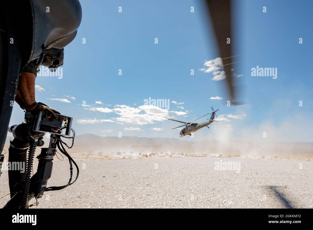 An HH-60G Pave Hawk assigned to the 34th Weapons Squadron takes off ...