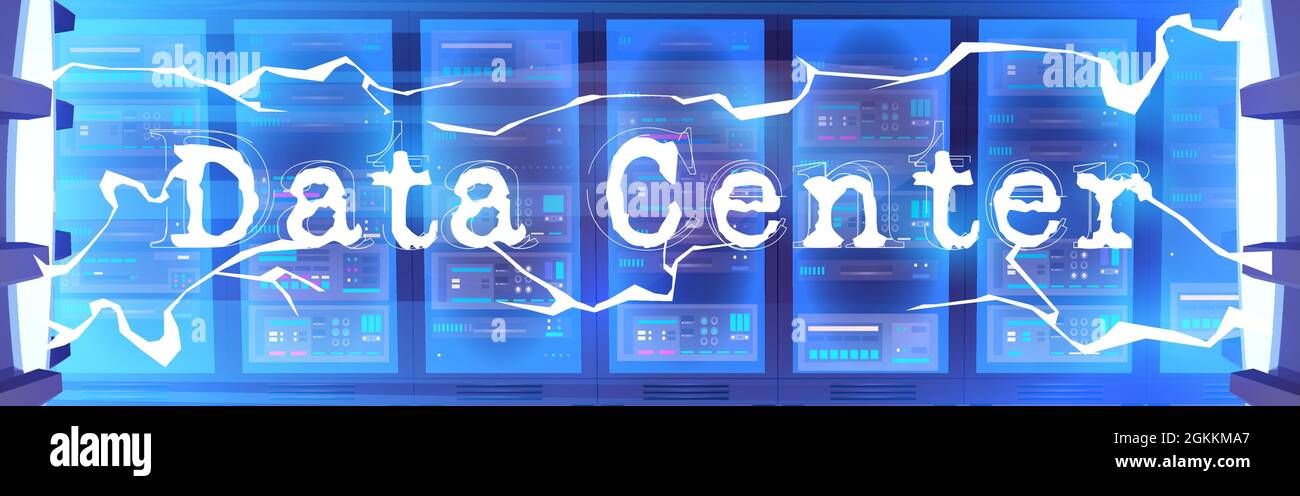 Data center poster. Concept of database technology, cloud information ...