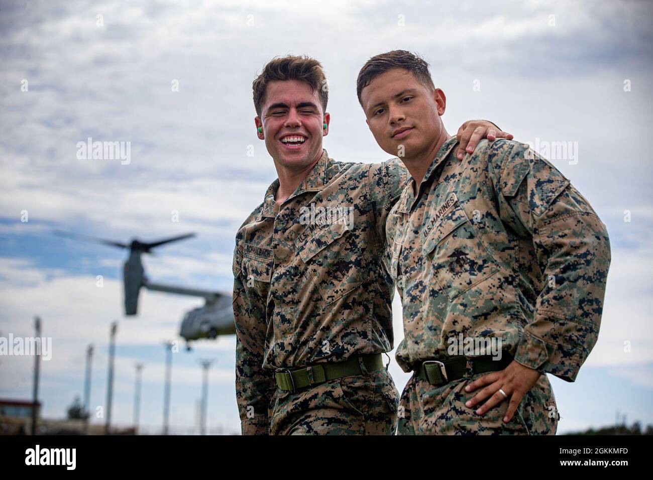 U.S. Marine Corps Cpl. Matthew Schwalback and Cpl. Daniel Silva with ...