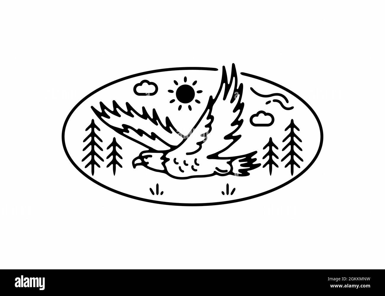 Line art illustration of flying eagle design Stock Vector Image & Art ...