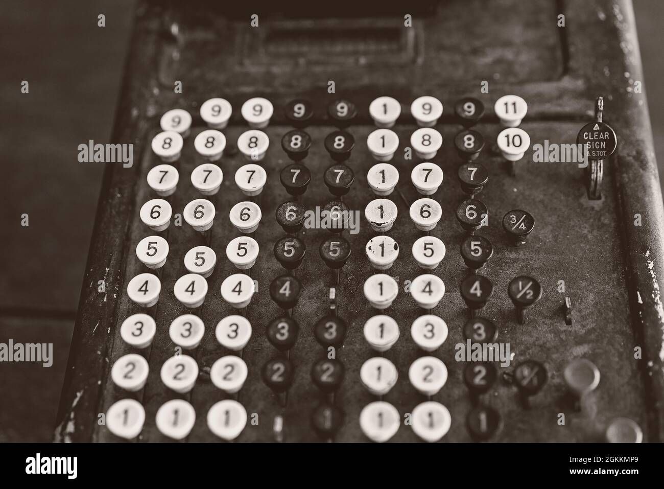 Vintage calculator used for adding numbers in the old days of ...