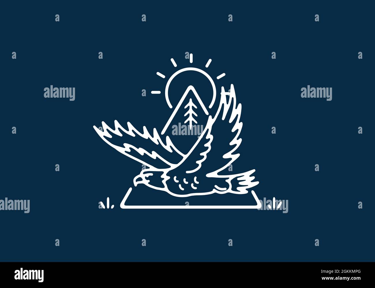 Line art illustration of flying eagle design Stock Vector Image & Art ...