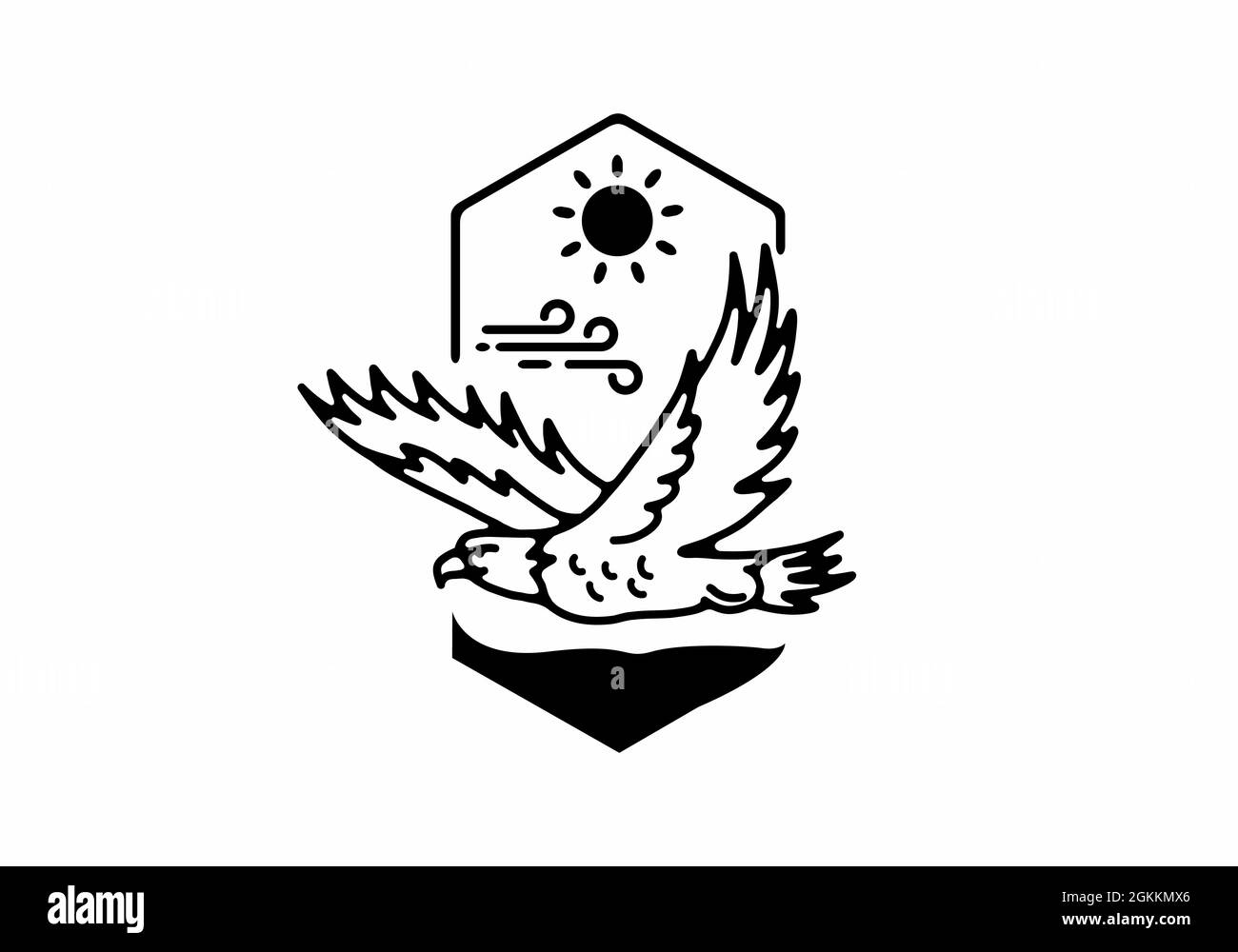 Line art illustration of flying eagle design Stock Vector Image & Art ...