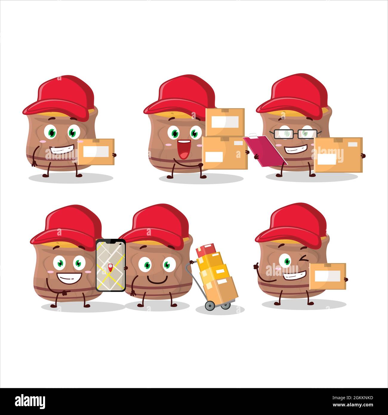 Cartoon character design of curcuma working as a courier. Vector ...