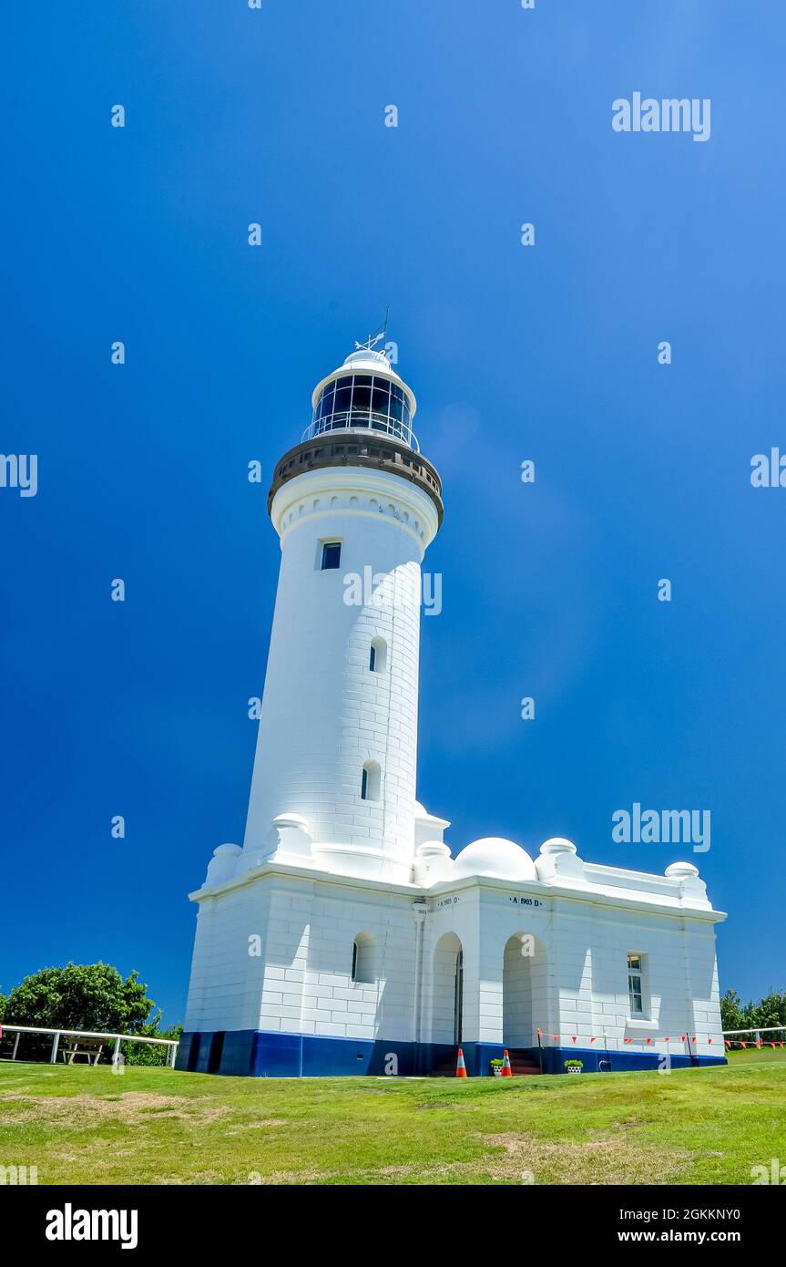 Norah Head Lighthouse - A white lighthouse at Norah Head Stock Photo ...