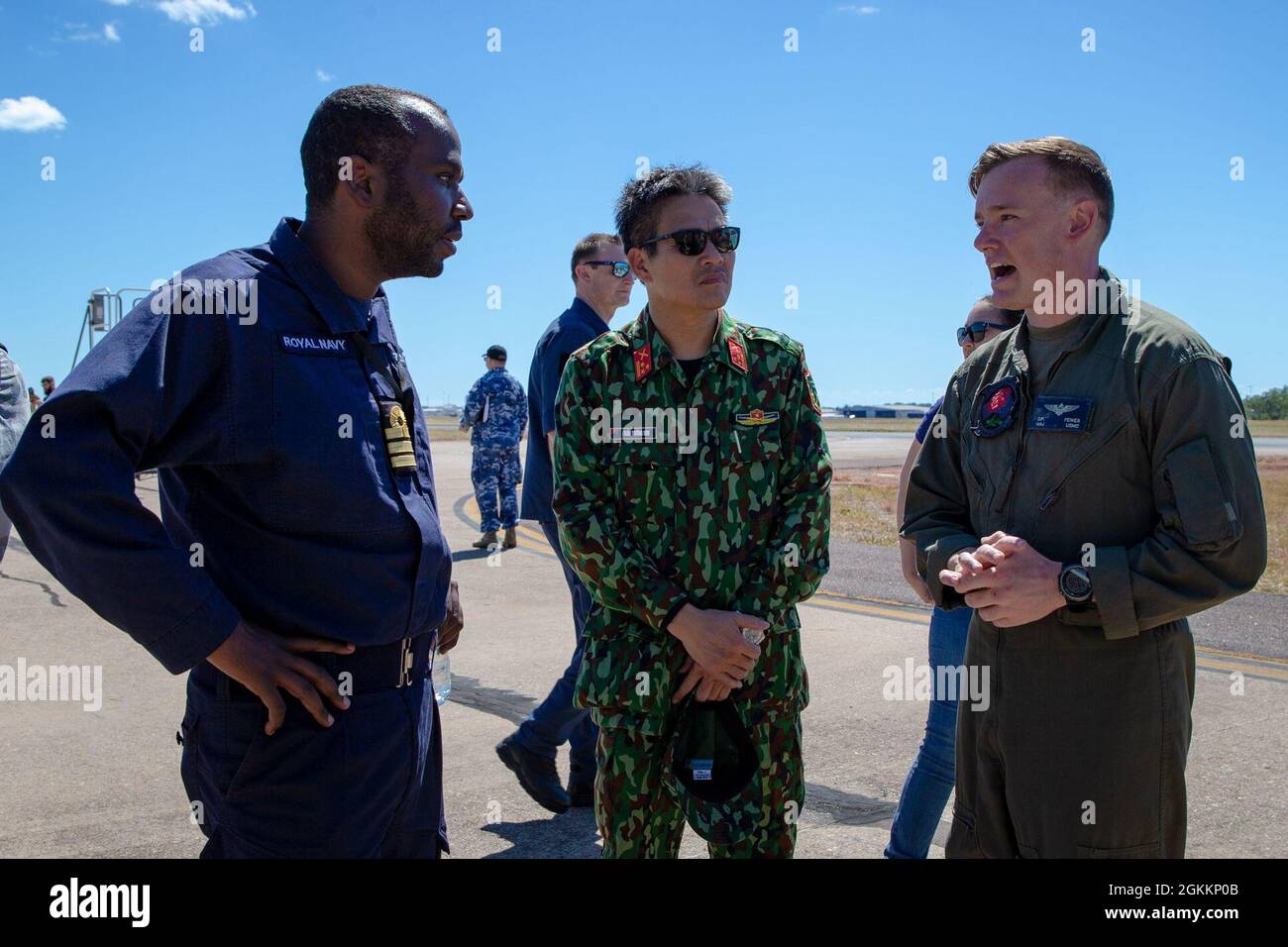 U.S. Marine Corps Maj. David Femea, right, Aviation Combat Element ...