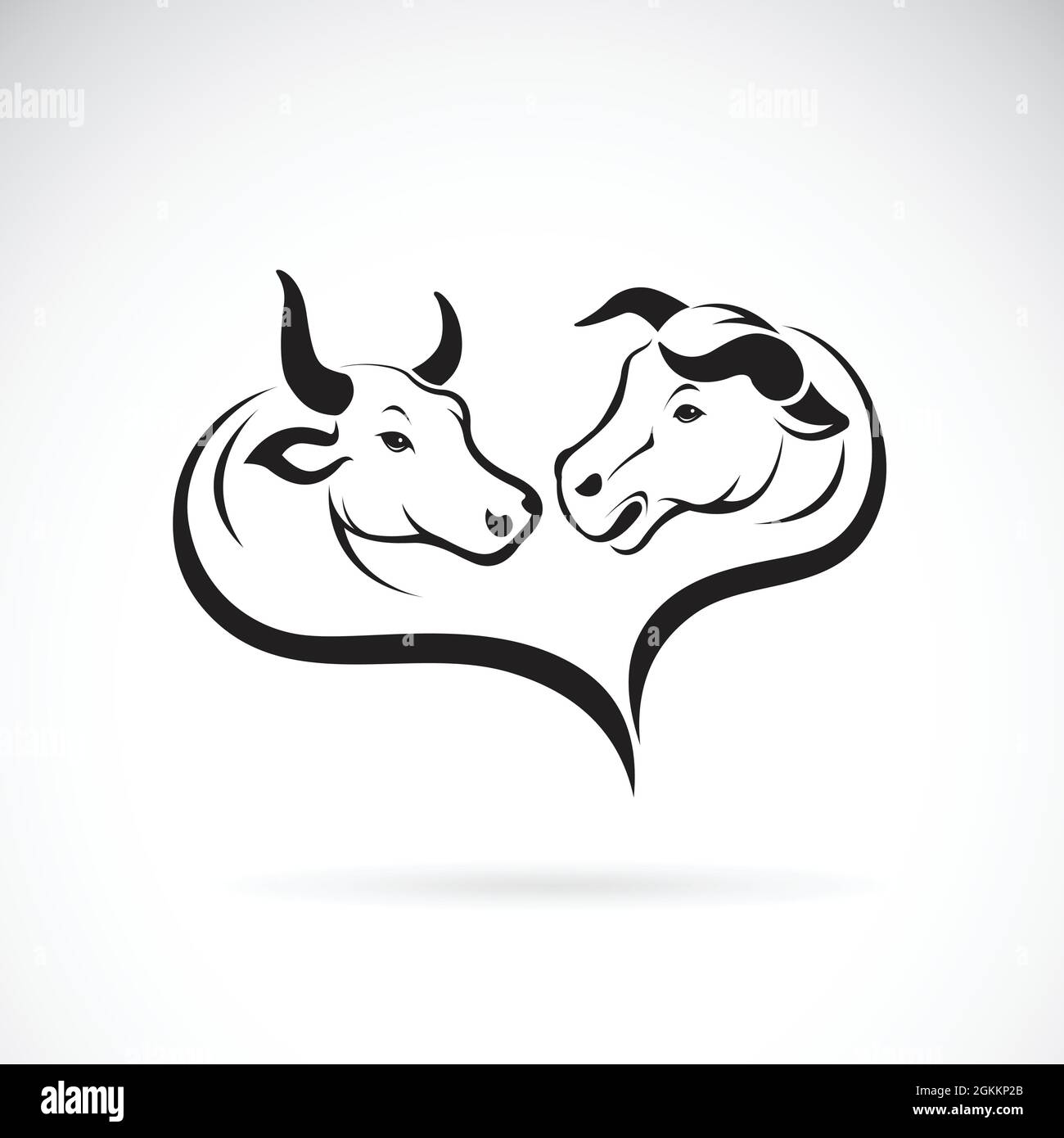 Vector of two bull head design on white background. Easy editable ...
