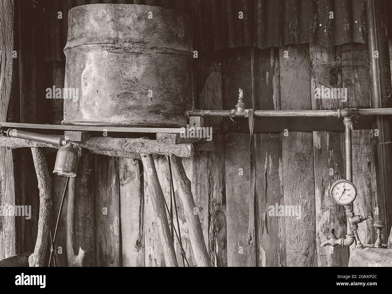 Part of a vintage Australian distillery used for the making of alcohol ...